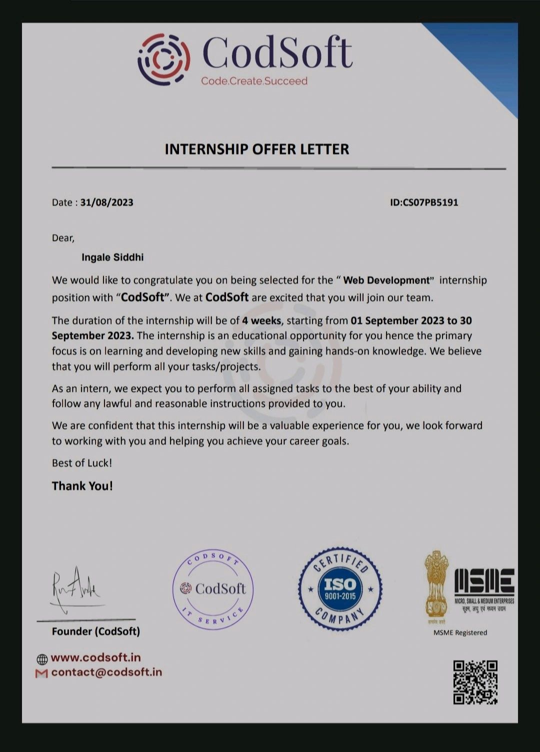 Siddhi Ingale on LinkedIn: #codsoft #internship Siddhi Ingale on LinkedIn: #codsoft #internship