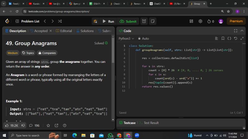 LeetCode challenge: Group Anagrams | Zaina Farrukh posted on the topic ... LeetCode challenge: Group Anagrams | Zaina Farrukh posted on the topic ...