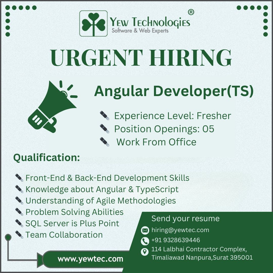 Yew Technologies on LinkedIn: #hiringnow #angulardeveloper #typescript ... Yew Technologies on LinkedIn: #hiringnow #angulardeveloper #typescript ...