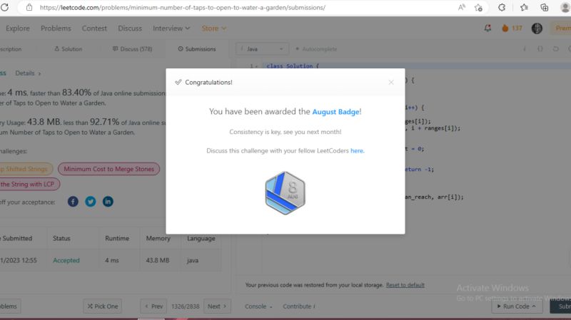 I am happy to share that I have obtained the August Badge for solving ... I am happy to share that I have obtained the August Badge for solving ...