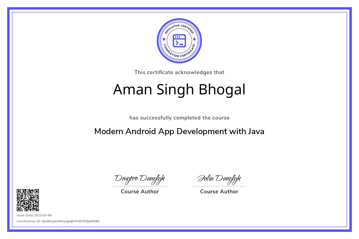 Aman Singh Bhogal on LinkedIn: #share #development #android #java # ... Aman Singh Bhogal on LinkedIn: #share #development #android #java # ...