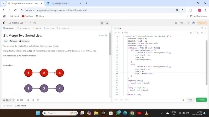PRABAL SHEKHAR on LinkedIn: #day11 🎯 Leetcode Problem #21 - Merge Two ... PRABAL SHEKHAR on LinkedIn: #day11 🎯 Leetcode Problem #21 - Merge Two ...