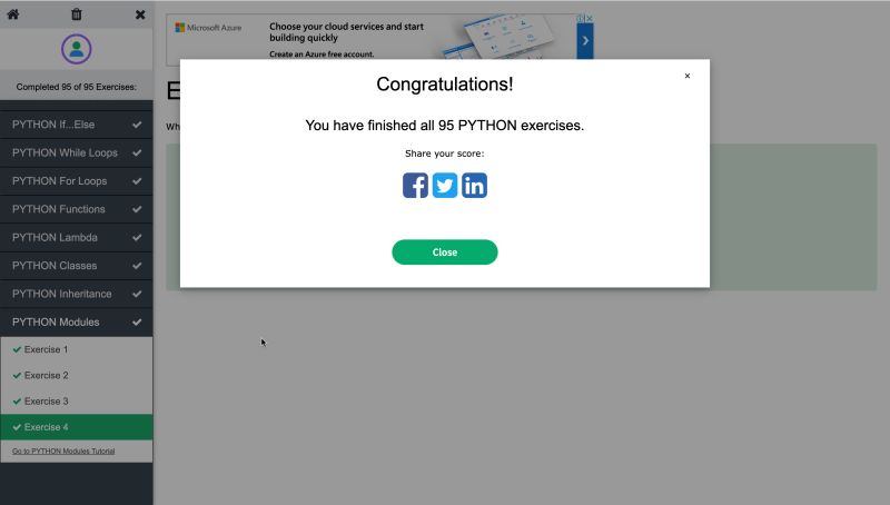 Learned Python with W3Schools.com | Amanda I. posted on the topic ... Learned Python with W3Schools.com | Amanda I. posted on the topic ...
