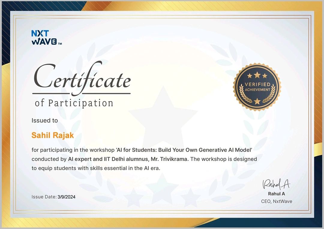 #aiworkshop #aiprojects #nxtwave #workshopcompletion | Sahil Rajak #aiworkshop #aiprojects #nxtwave #workshopcompletion | Sahil Rajak