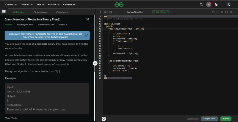 Shobhit Srivastava on LinkedIn: Solved the 'Count Number of Nodes in a ... Shobhit Srivastava on LinkedIn: Solved the 'Count Number of Nodes in a ...