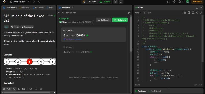Day 64 of LeetCode Challenge: 876 Problem | Vinay Trivedi posted on the ... Day 64 of LeetCode Challenge: 876 Problem | Vinay Trivedi posted on the ...