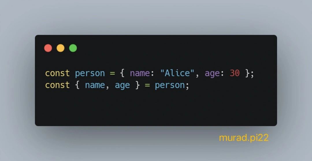 Murad Hossain on LinkedIn: Destructuring: Extract values from objects ... Murad Hossain on LinkedIn: Destructuring: Extract values from objects ...