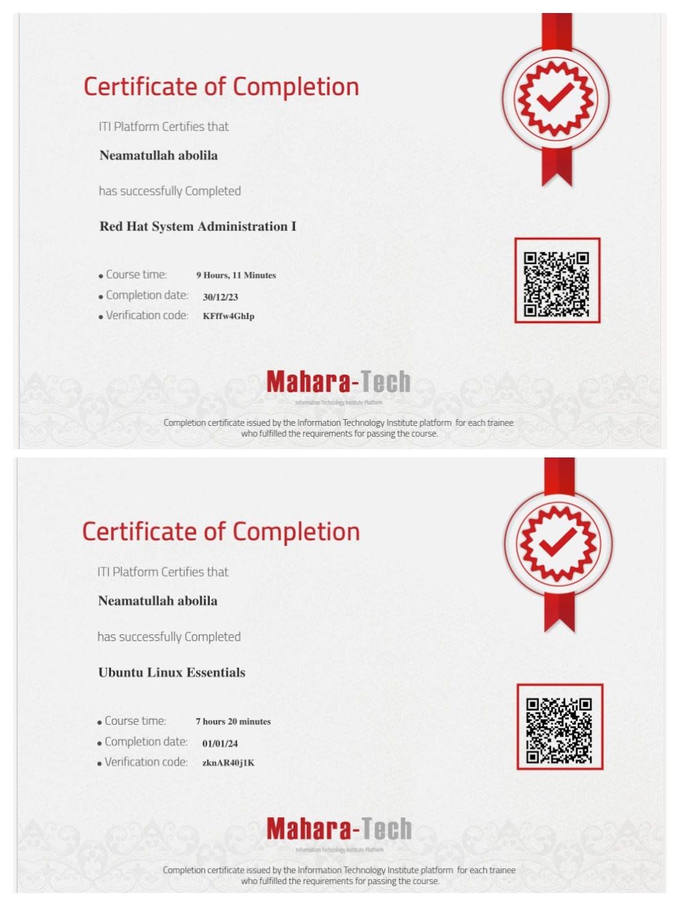 Earned Ubuntu and Red Hat Linux certifications | Neamatullah Abo Lila ... Earned Ubuntu and Red Hat Linux certifications | Neamatullah Abo Lila ...