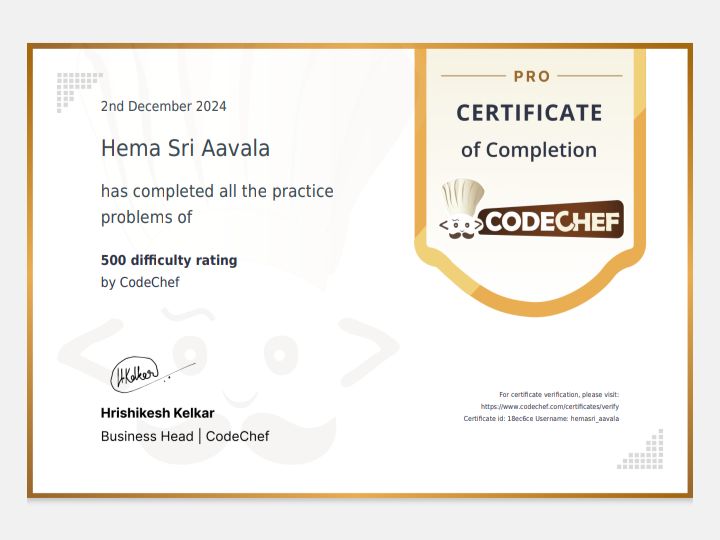 Hema Sri Aavala on LinkedIn: #coding #codechef #problemsolving #milestone Hema Sri Aavala on LinkedIn: #coding #codechef #problemsolving #milestone