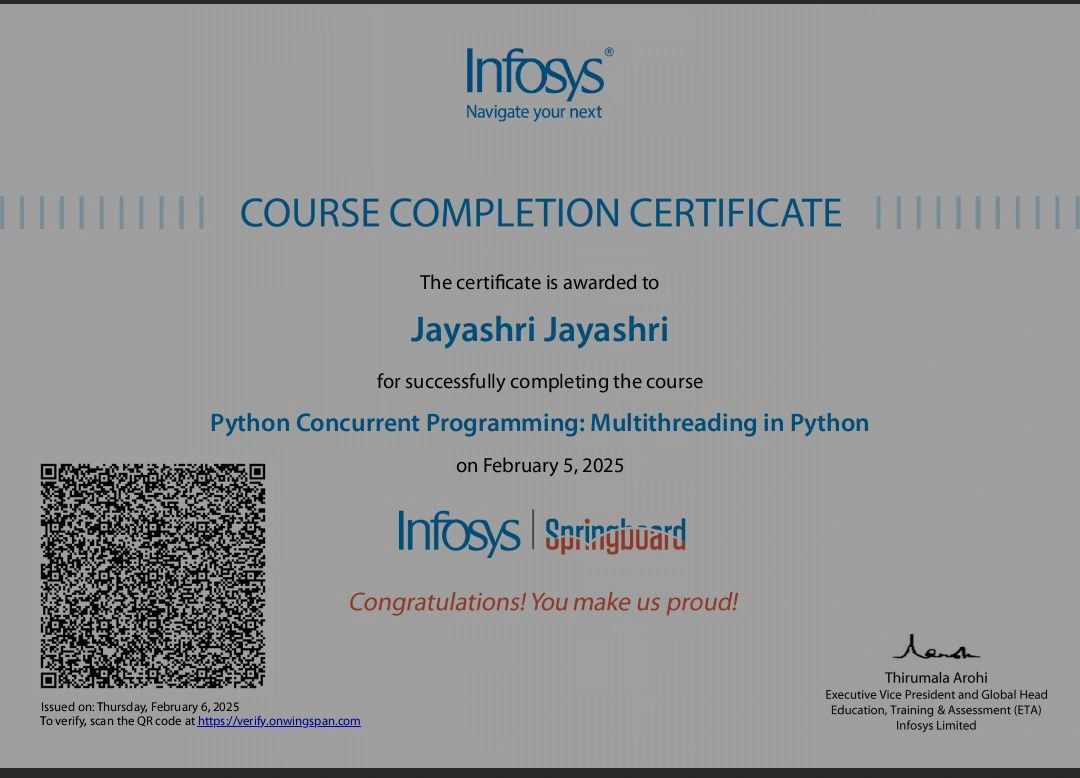 Jayashri jaiganesh on LinkedIn: #pythonconcurrentprogramming # ... Jayashri jaiganesh on LinkedIn: #pythonconcurrentprogramming # ...