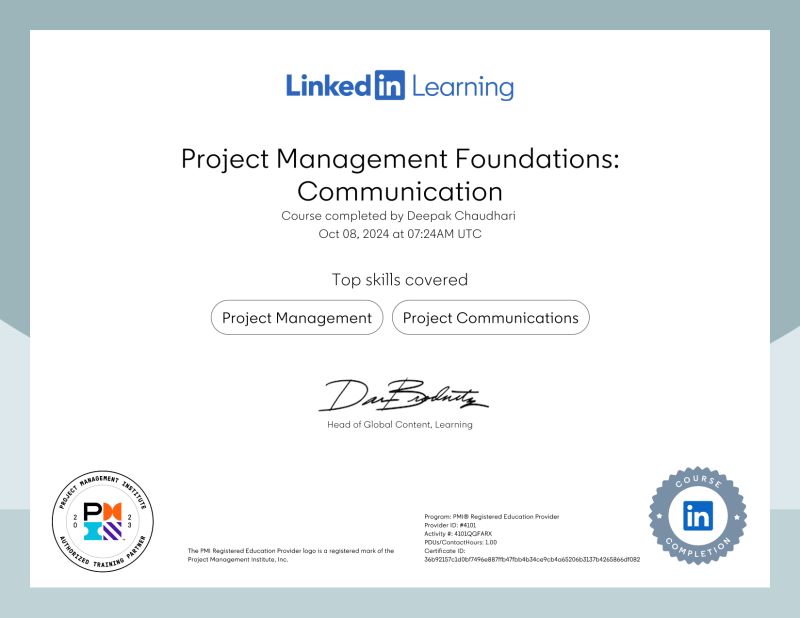 Deepak Chaudhari on LinkedIn: Certificate of Completion Deepak Chaudhari on LinkedIn: Certificate of Completion