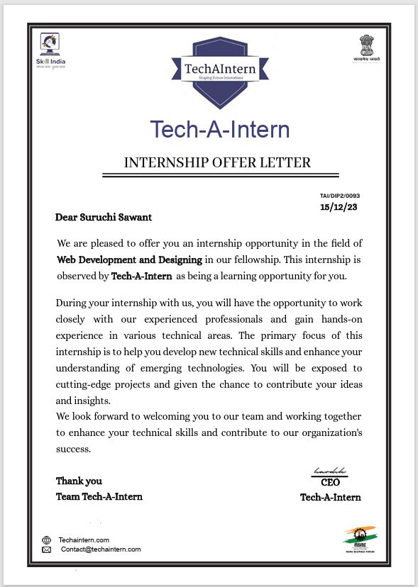 Suruchi Sawant on LinkedIn: #techaintern #webdevelopment # ... Suruchi Sawant on LinkedIn: #techaintern #webdevelopment # ...
