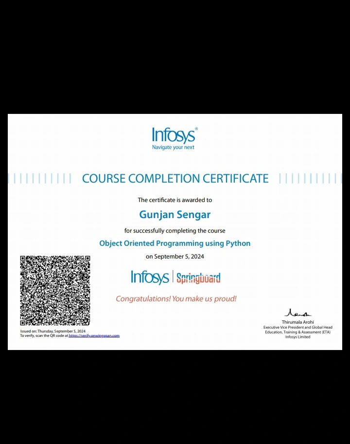 Gunjan Sengar on LinkedIn: #python #infosys #programming Gunjan Sengar on LinkedIn: #python #infosys #programming