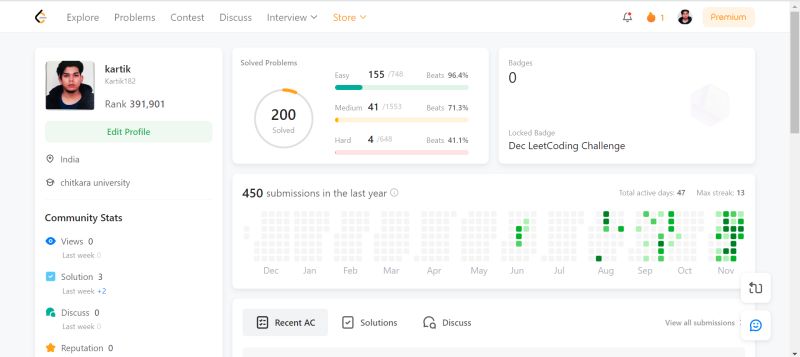 Passed 200 LeetCode questions! 🎉🚀 | Kartik Garg posted on the topic ... Passed 200 LeetCode questions! 🎉🚀 | Kartik Garg posted on the topic ...