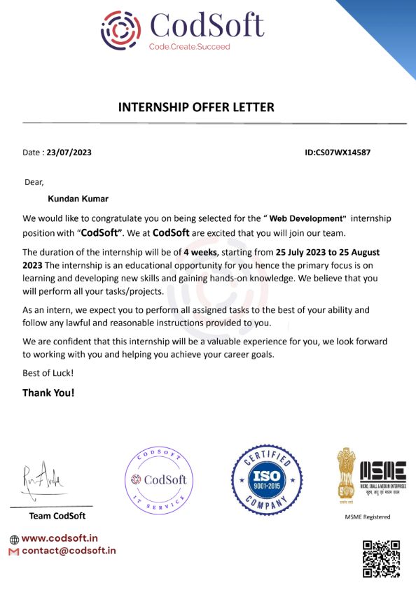 #codesoft #intern | KUNDAN KUMAR #codesoft #intern | KUNDAN KUMAR