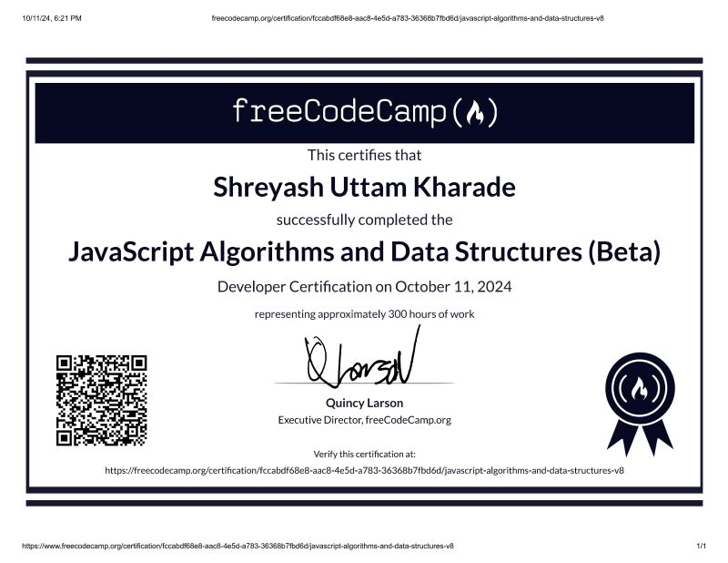 Shreyash Kharade on LinkedIn: Successfully completed the JavaScript ... Shreyash Kharade on LinkedIn: Successfully completed the JavaScript ...