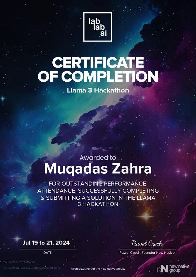 Muqadas Zahra on LinkedIn: #teamwork #hackahthon #lablabai # ... Muqadas Zahra on LinkedIn: #teamwork #hackahthon #lablabai # ...