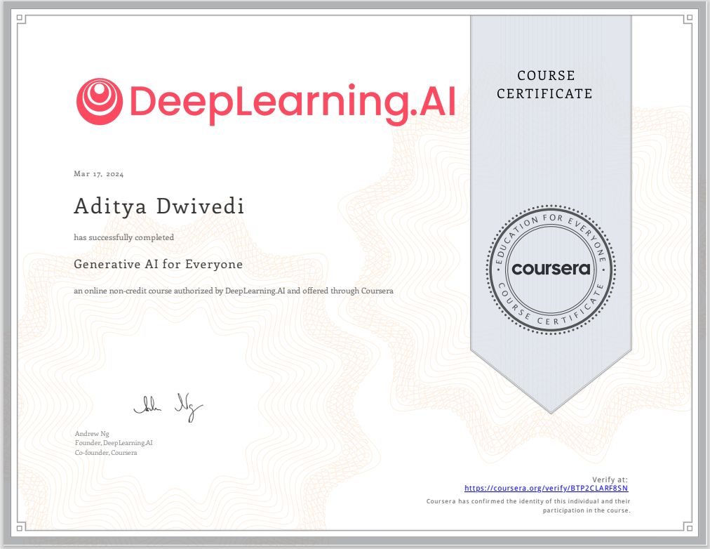 Finished Generative AI course! | Aditya Dwivedi posted on the topic ... Finished Generative AI course! | Aditya Dwivedi posted on the topic ...