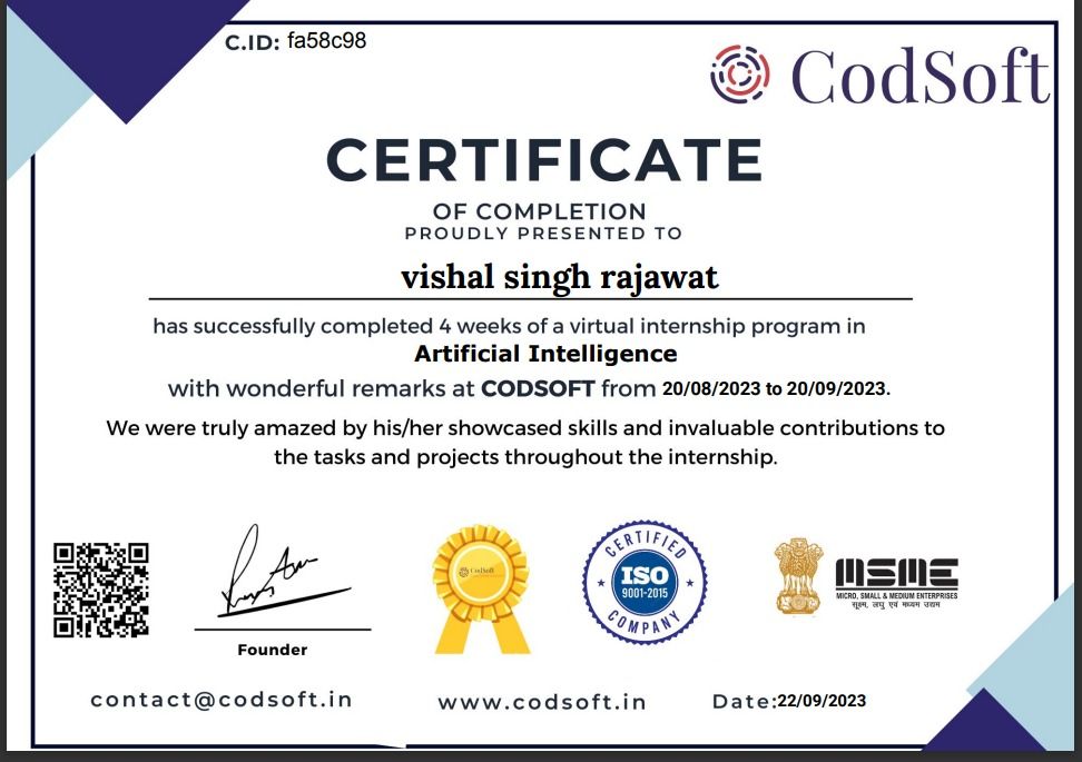 Vishal Rajawat on LinkedIn: #codesoft Vishal Rajawat on LinkedIn: #codesoft