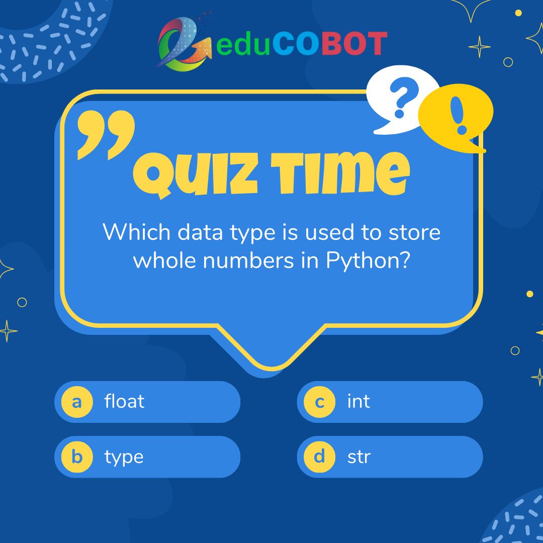 eduCOBOT on LinkedIn: #codingquiz #pythontrivia #techeducation #quiz # ... eduCOBOT on LinkedIn: #codingquiz #pythontrivia #techeducation #quiz # ...