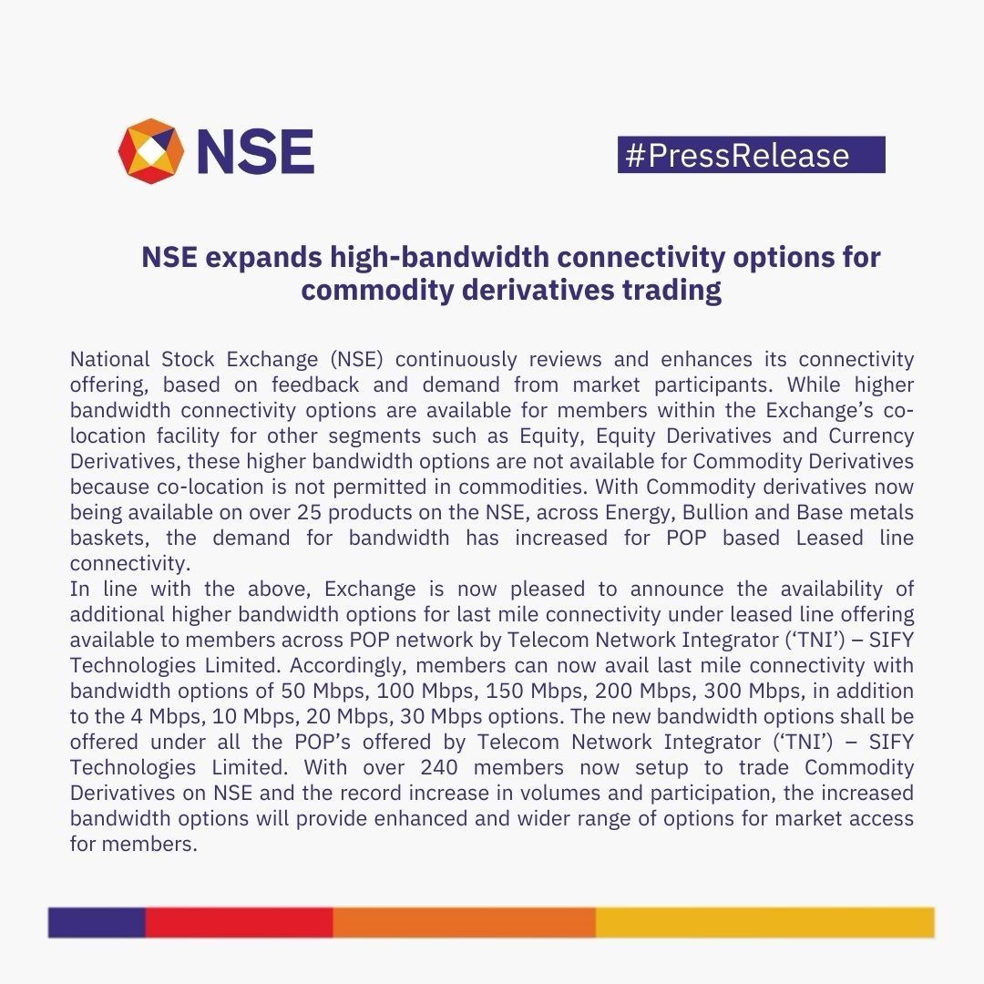 #nse #nseindia #bandwidthconnectivity #commodityderivatives | NSE India #nse #nseindia #bandwidthconnectivity #commodityderivatives | NSE India