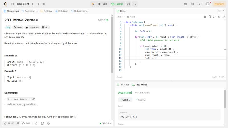 #leetcode #coding #problemsolving #twopointers #arraymanipulation ... #leetcode #coding #problemsolving #twopointers #arraymanipulation ...
