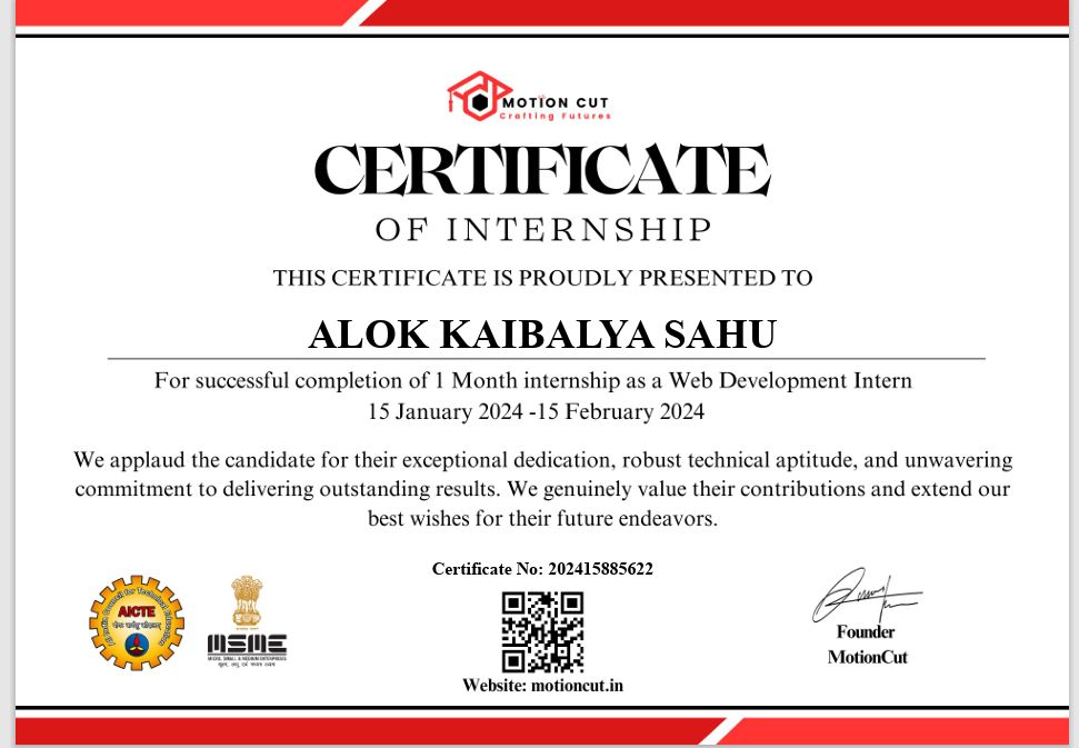 Alok sahu on LinkedIn: #webdevelopment #internshipexperience #motion Alok sahu on LinkedIn: #webdevelopment #internshipexperience #motion