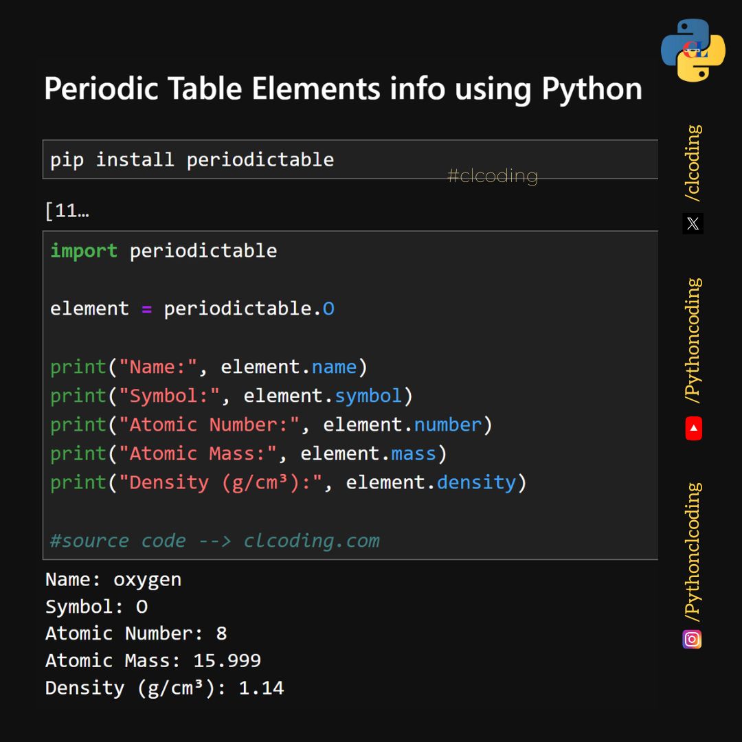 Periodic Table Elements info using Python | Python Coding Periodic Table Elements info using Python | Python Coding