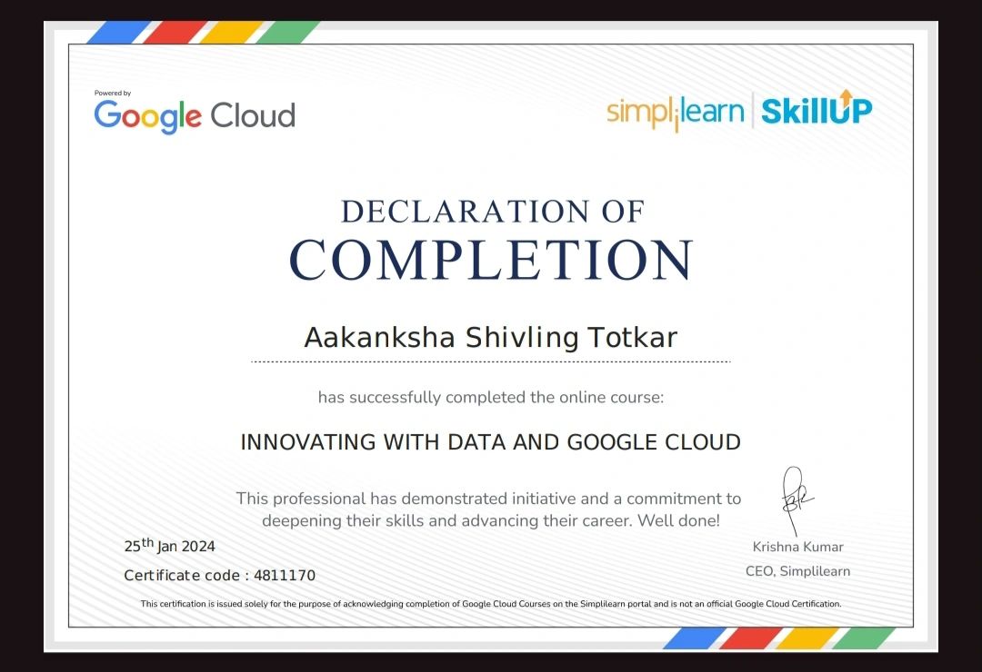 Aakanksha Totkar on LinkedIn: 🌟 Exciting News! 🌟 🚀 Just completed an ... Aakanksha Totkar on LinkedIn: 🌟 Exciting News! 🌟 🚀 Just completed an ...