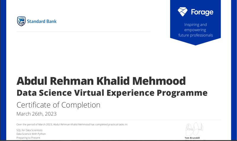 Abdul Rehman Khalid on LinkedIn: Data Science Internship Abdul Rehman Khalid on LinkedIn: Data Science Internship