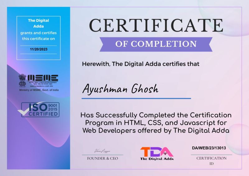 Ayushman Ghosh on LinkedIn: #digitaladdaquiz #javascript #html #css # ... Ayushman Ghosh on LinkedIn: #digitaladdaquiz #javascript #html #css # ...