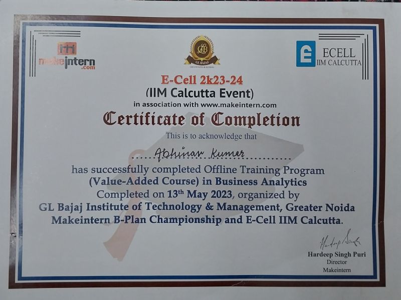 Abhinav Chaudhary on LinkedIn: #iimcalcutta #glbajaj #businessanalytics Abhinav Chaudhary on LinkedIn: #iimcalcutta #glbajaj #businessanalytics