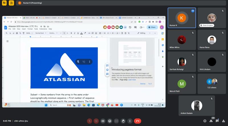 Today I attended the Atlassian SDE Interview Problem Session by Kumar K ... Today I attended the Atlassian SDE Interview Problem Session by Kumar K ...
