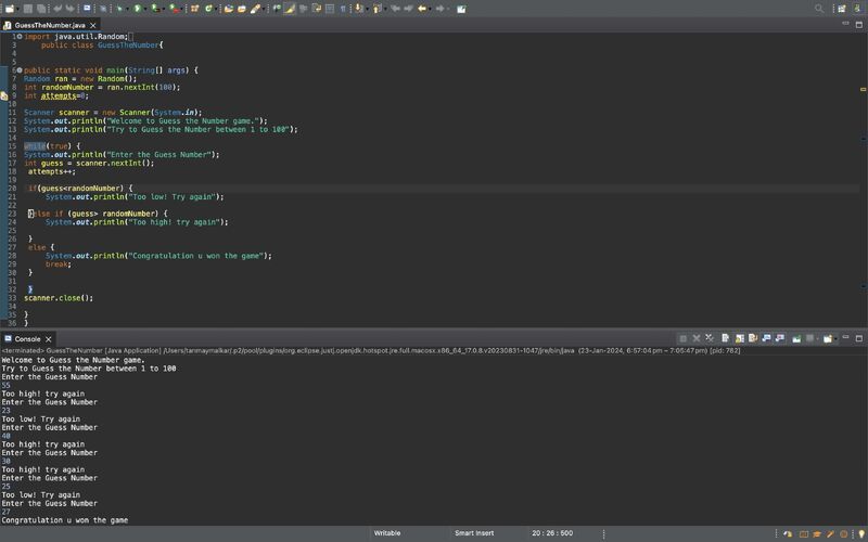 Tanmay Malkar on LinkedIn: #javagame #codingadventure #guessthenumber # ... Tanmay Malkar on LinkedIn: #javagame #codingadventure #guessthenumber # ...