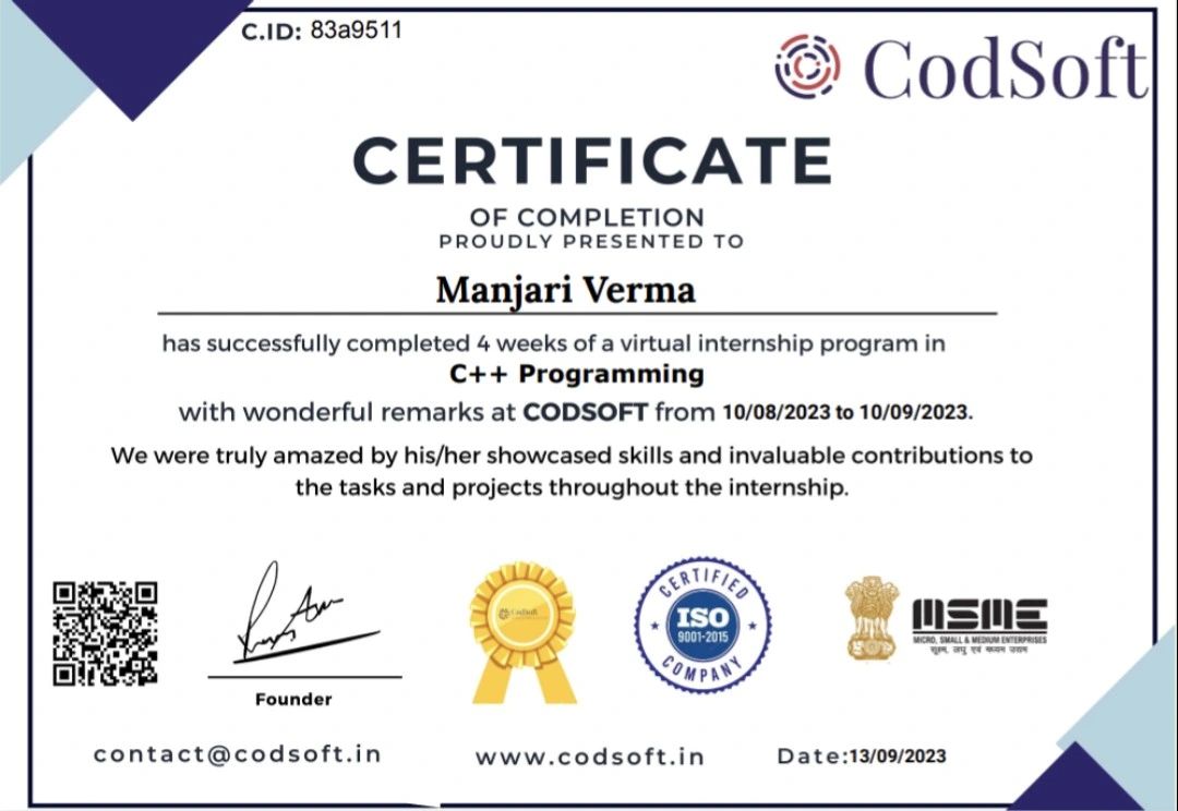 Manjari Verma on LinkedIn: #internship #project #codsoft #codsoftinternship Manjari Verma on LinkedIn: #internship #project #codsoft #codsoftinternship