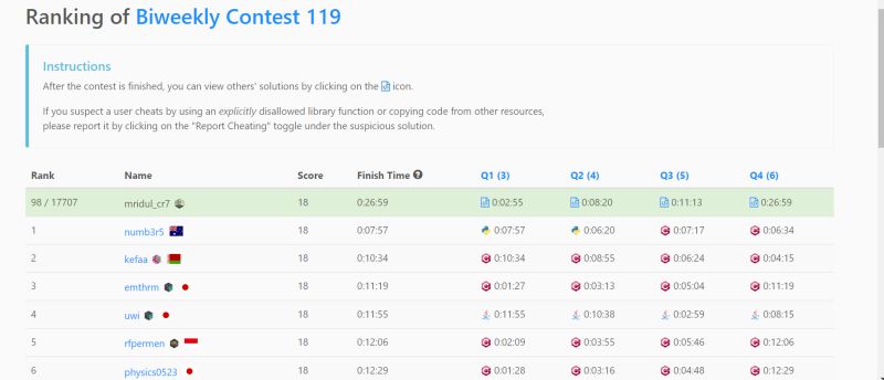 I'm excited to share that in today's Leetcode Biweekly Contest 119, I ... I'm excited to share that in today's Leetcode Biweekly Contest 119, I ...