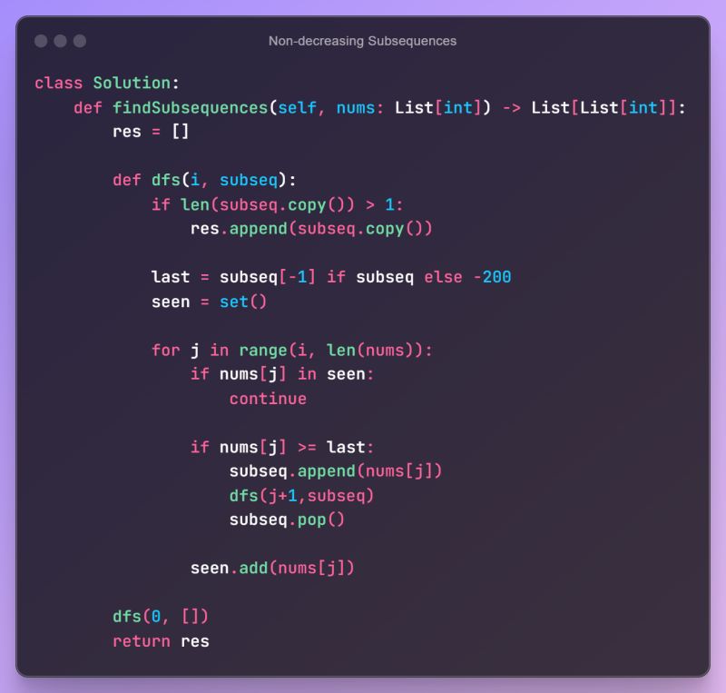 Mayur Gajbhiye on LinkedIn: š“Non-decreasing Subsequences- Leetcode 491 ... Mayur Gajbhiye on LinkedIn: š“Non-decreasing Subsequences- Leetcode 491 ...