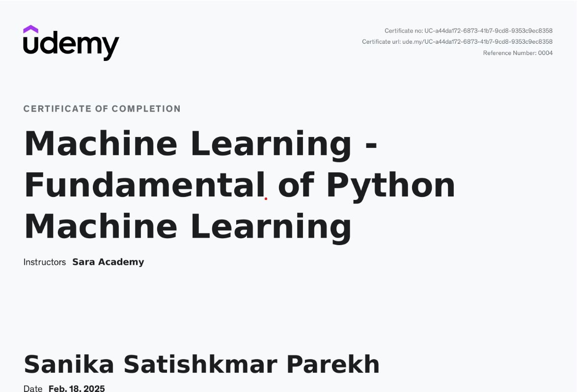 #machinelearning #python #lifelonglearning | Sanika Parekh #machinelearning #python #lifelonglearning | Sanika Parekh