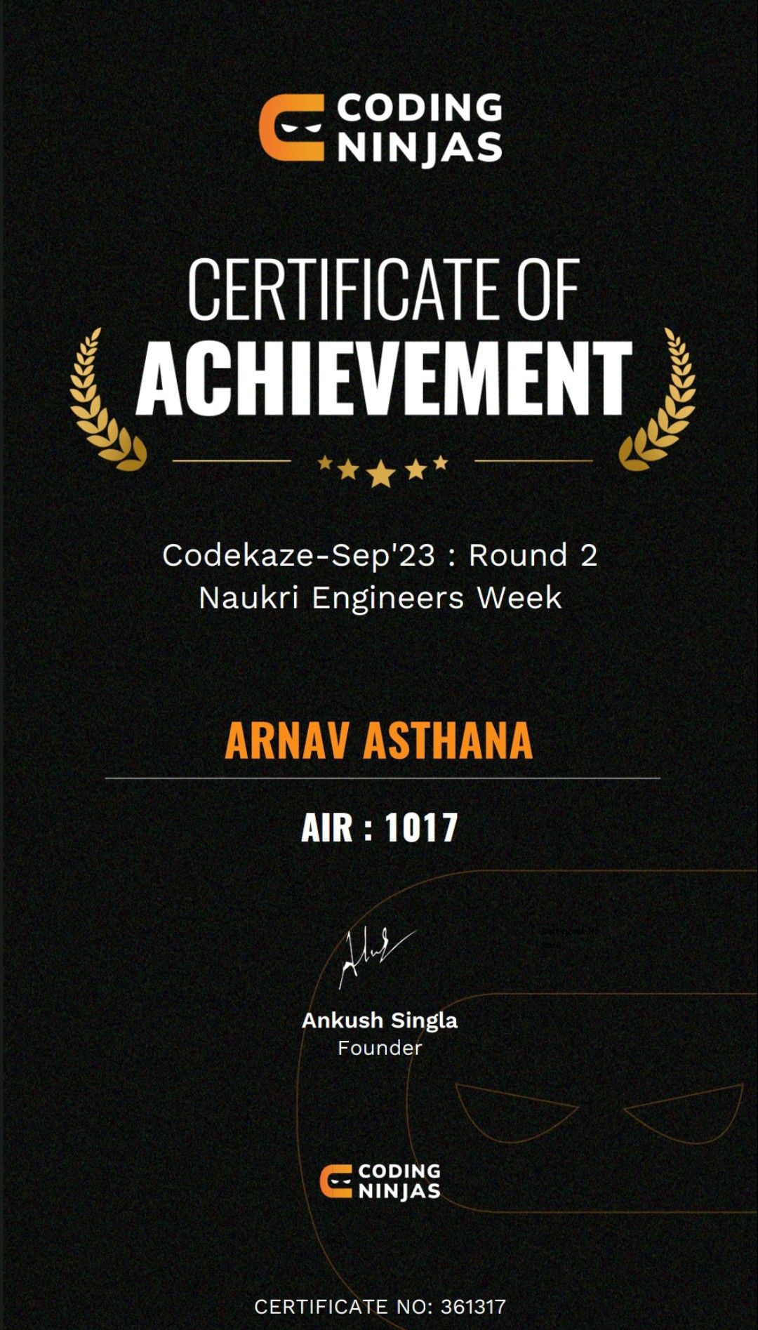 Arnav Asthana on LinkedIn: #achievementunlocked #codekaze Arnav Asthana on LinkedIn: #achievementunlocked #codekaze