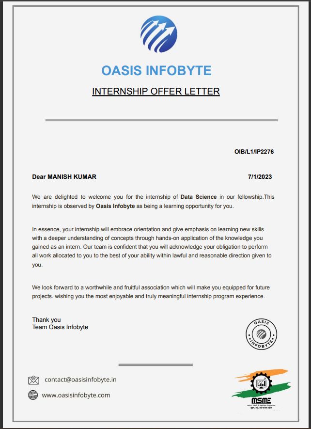 #oasisinfobyte #oasisinfobyte | MANISH KUMAR | 10 comments #oasisinfobyte #oasisinfobyte | MANISH KUMAR | 10 comments