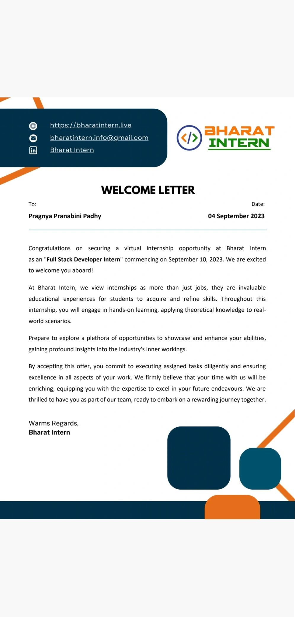 Pragnya pranabini Padhy on LinkedIn: #linkedin #internship # ... Pragnya pranabini Padhy on LinkedIn: #linkedin #internship # ...
