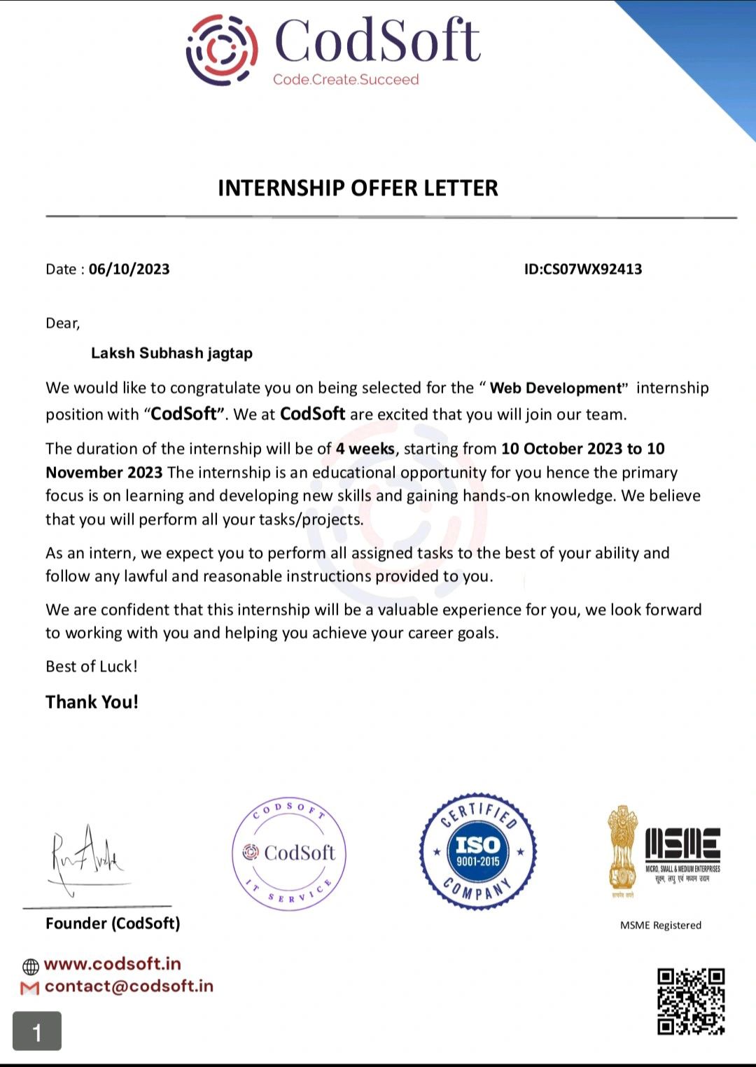 Laksh Jagtap on LinkedIn: #codsoft Laksh Jagtap on LinkedIn: #codsoft