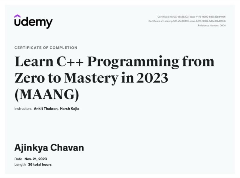 Ajinkya Chavan on LinkedIn: #cplusplus #udemycourse #softwaredevelopment Ajinkya Chavan on LinkedIn: #cplusplus #udemycourse #softwaredevelopment