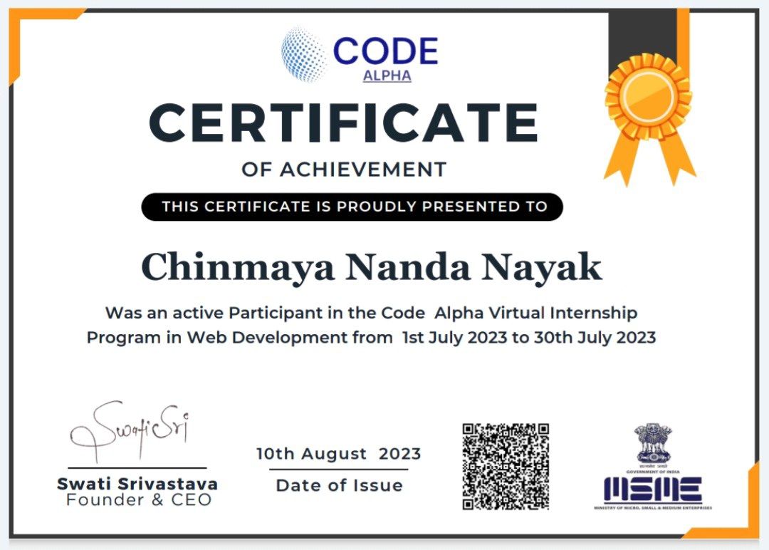 Chinmaya Nanda Nayak on LinkedIn: #codealpha Chinmaya Nanda Nayak on LinkedIn: #codealpha