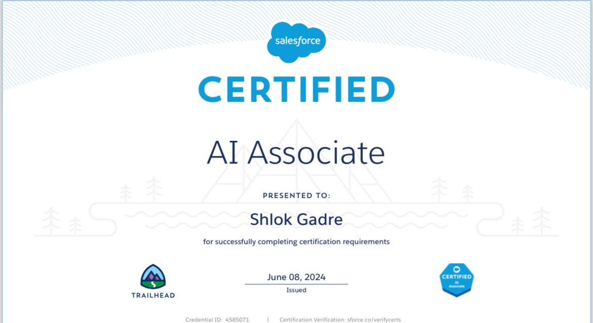 🎉 Thrilled to announce that I’ve earned the Salesforce Certified AI ... 🎉 Thrilled to announce that I’ve earned the Salesforce Certified AI ...