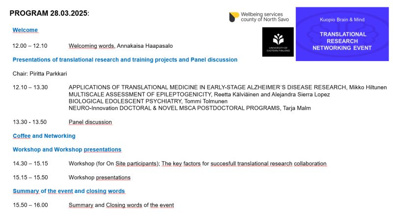 Join us! Our Neuro-Innovation PhD Programme's Co-coordinator Tarja Malm ... Join us! Our Neuro-Innovation PhD Programme's Co-coordinator Tarja Malm ...