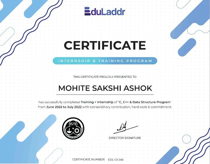 Sakshi Mohite on LinkedIn: #c #c #datastructure #programming #certification Sakshi Mohite on LinkedIn: #c #c #datastructure #programming #certification