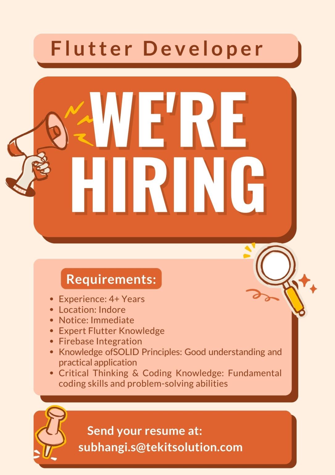 #hiringalert #flutterdeveloper #flutter #solidprinciples #firebase ... #hiringalert #flutterdeveloper #flutter #solidprinciples #firebase ...