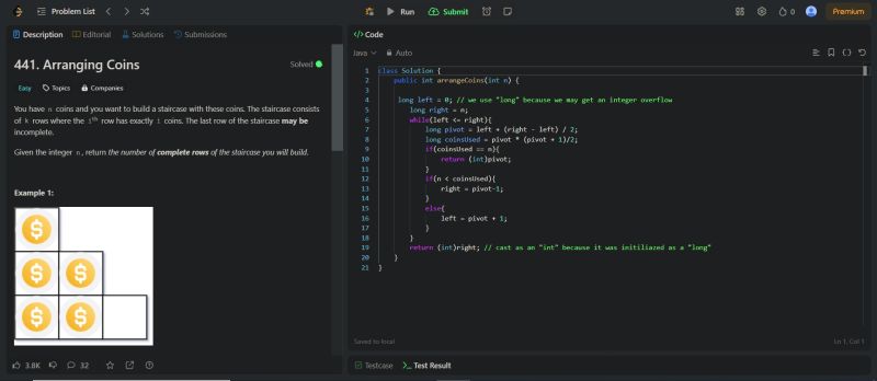 Day 7 of Leetcode challenge: Arranging Coins | Muhammad Anas Muqeem ... Day 7 of Leetcode challenge: Arranging Coins | Muhammad Anas Muqeem ...