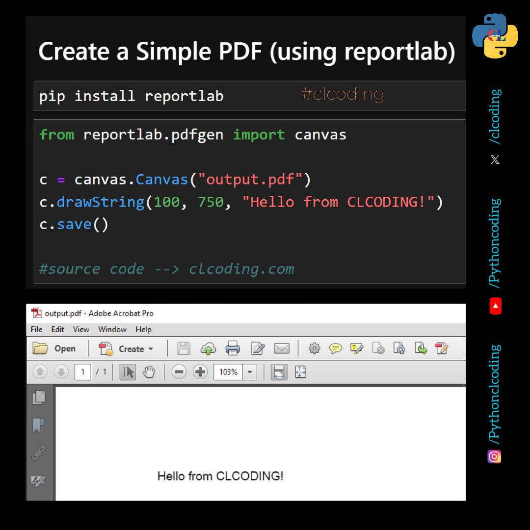 Create a Simple PDF (using reportlab) | Python Coding Create a Simple PDF (using reportlab) | Python Coding